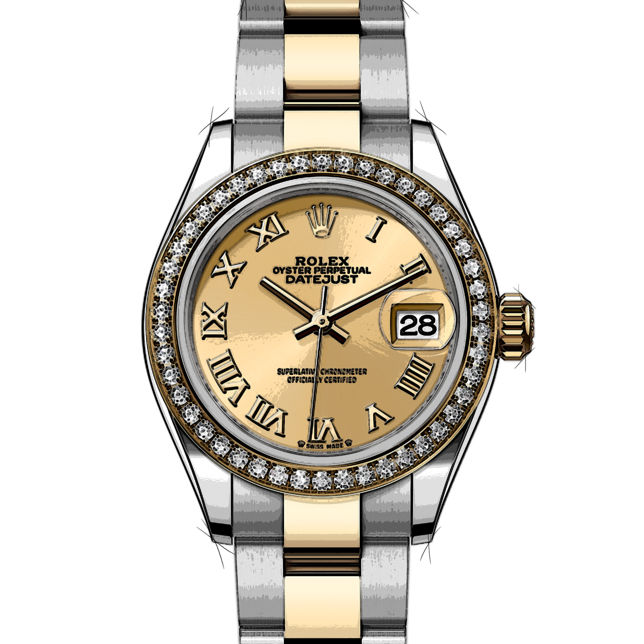 Rolex Lady-Datejust 279383RBR in Stainless Steel Yellow Gold | CHRONEXT